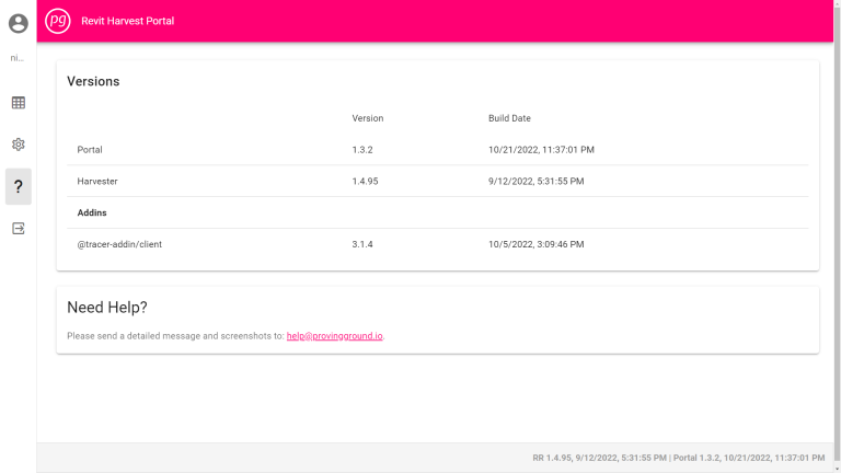 HOW TO: Find Version Information and Get Help | Proving Ground Apps