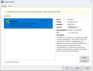 INSTALLATION - I installed LunchBox, but it isn't appearing in Grasshopper. | Proving Ground Apps